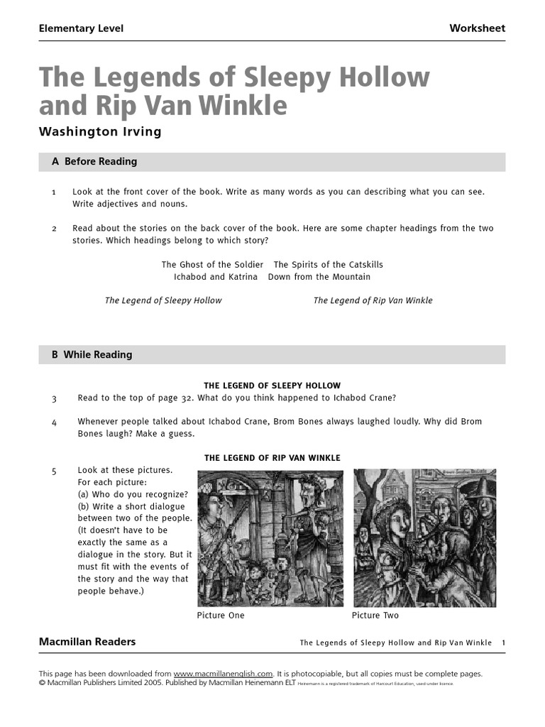 The Legend Of Sleepy Hollow Worksheets The Legend Of Sleepy Hollow
