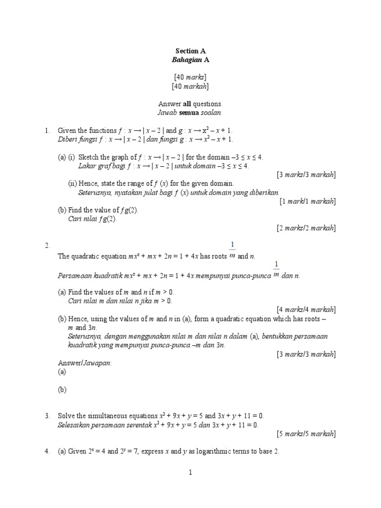 Add Math Final F4 Paper 2 | PDF | Sistem Koordinat Kartesius | Objek ...