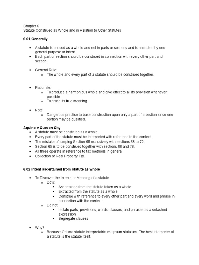 Statcon - Chapter 6 (Updated) | PDF | Statutory Interpretation | Constitutionality