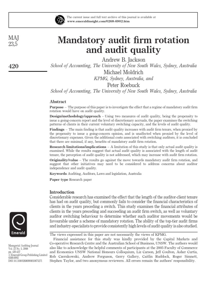 Mandatory Audit Rotation | PDF | Financial Audit | Audit