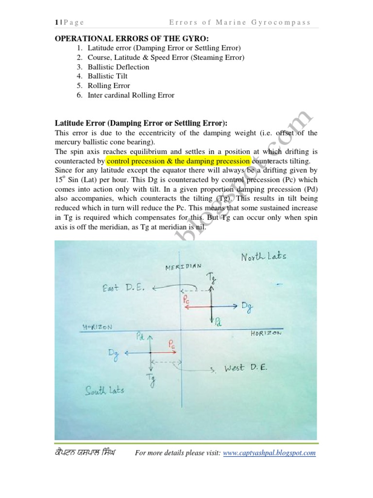 Errors Gyro Compass | PDF | Gyroscope | Latitude