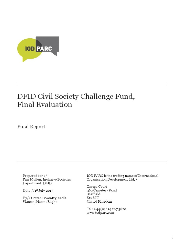 IOD PARC Final Evaluation of DFID Civil Society Challenge Fund 01072015 ...