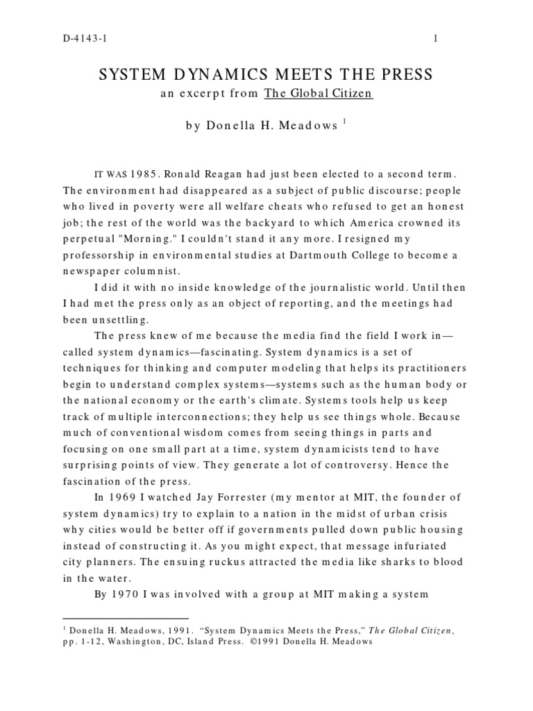 System Dynamics Meets The Press - Donella H. Meadows | PDF | Paradigm ...