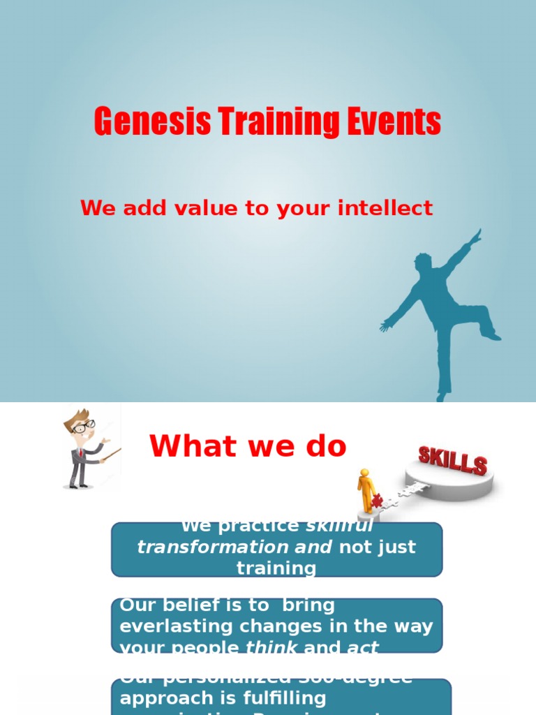 Genesis Training Events: We Add Value To Your Intellect | PDF