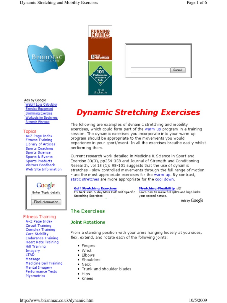 Brianmac Dynamic Warmup | PDF | Anatomical Terms Of Motion | Human Leg