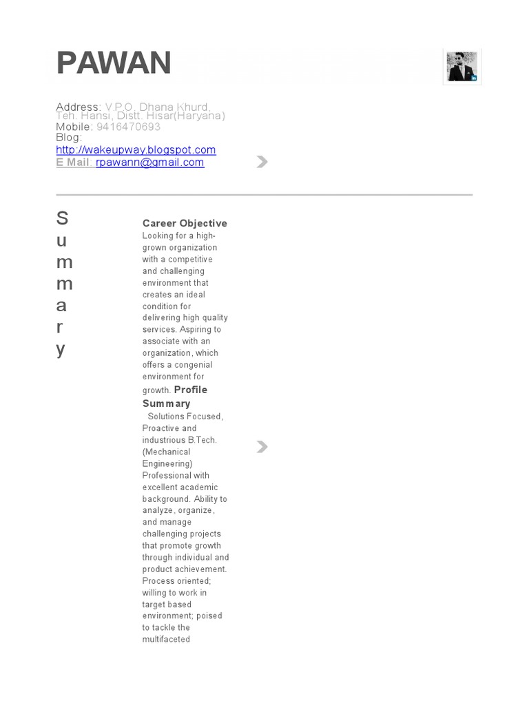 R Pawan Resume | PDF | Engineering | Computing And Information Technology