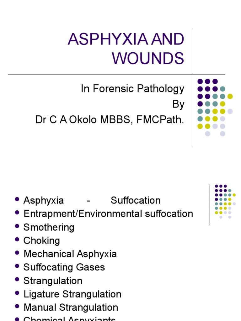Asphyxia and Wounds: in Forensic Pathology by DR C A Okolo MBBS ...
