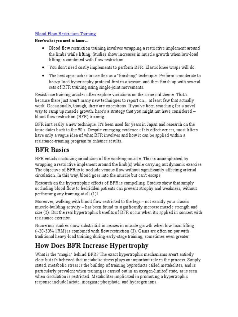 BFR Basics: Blood Flow Restriction Training | PDF | Strength Training ...