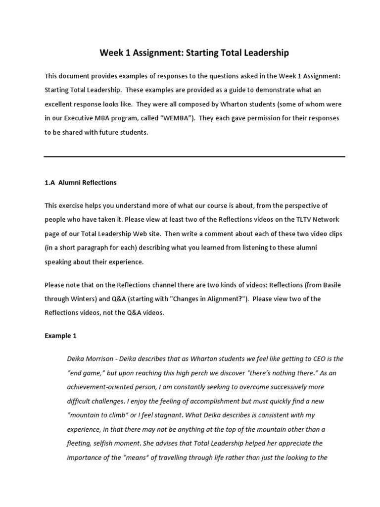 Coursera Assignment Examples Week 1 - 040814 | PDF | Leadership ...