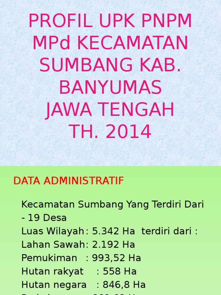 Profil UPK PNPM Sumbang 2014 | PDF