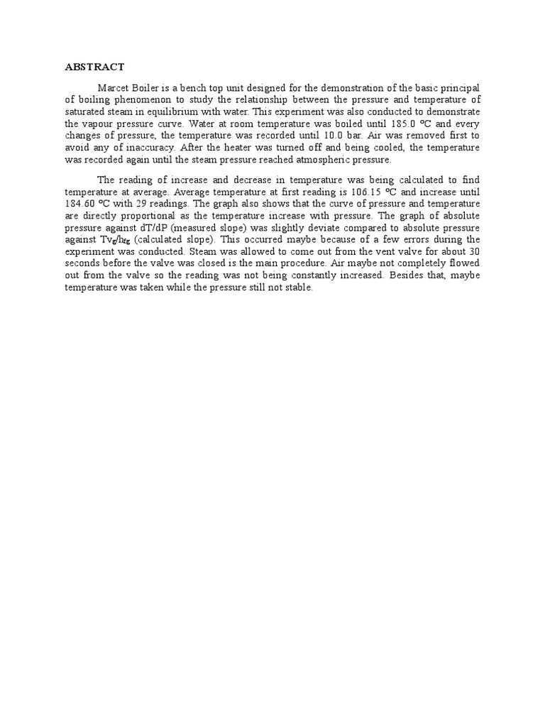 Marcet Boiler Lab Report | PDF | Gases | Temperature