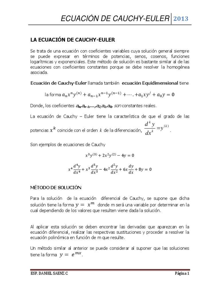 La Ecuacion Diferencial de Cauchy | PDF