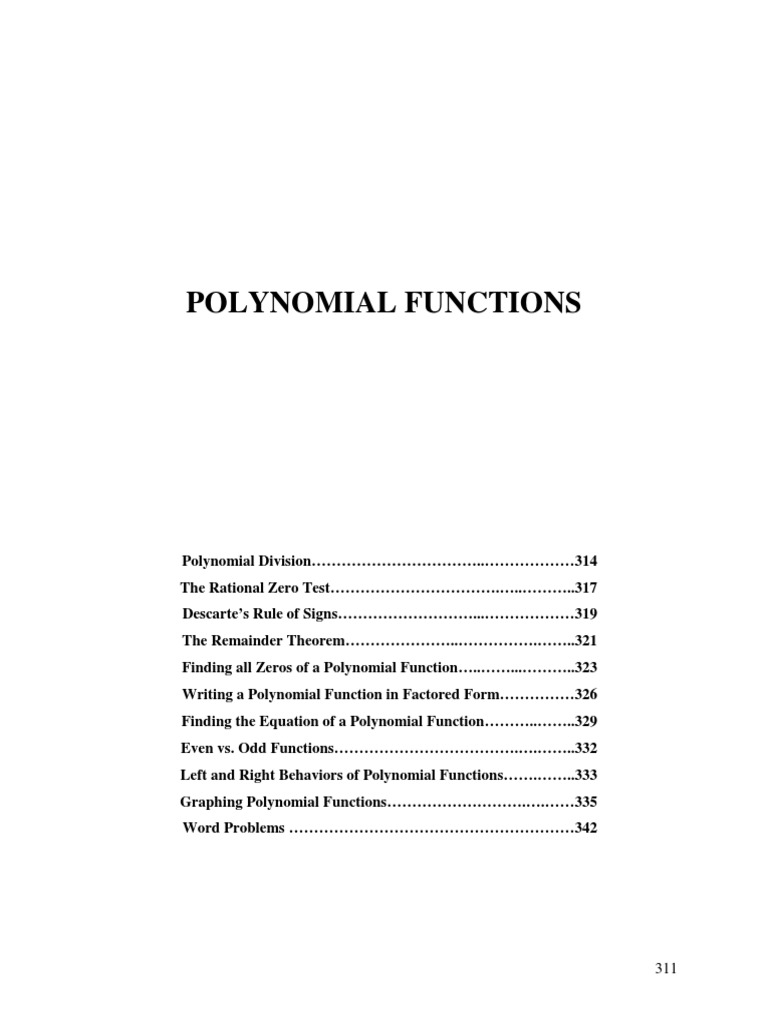 12 Polynomial Functions | PDF | Polynomial | Factorization