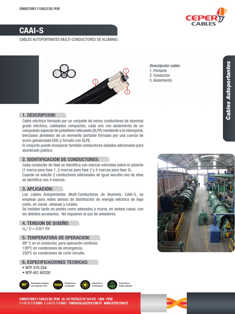 Cables Autoportantes de Aluminio CAAI-S | PDF | Conductor electrico ...