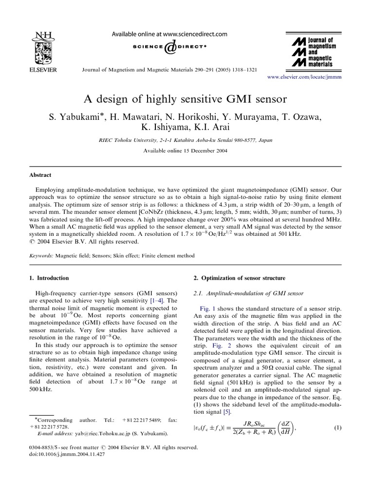 A Design of Highly Sensitive GMI Sensor | PDF | Electrical Impedance ...