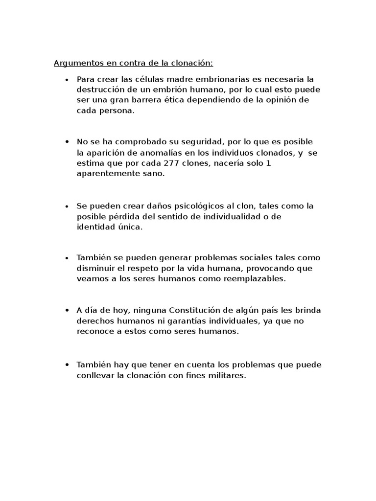 Riesgos y Ética de la Clonación Humana | PDF | Clonación | Célula madre
