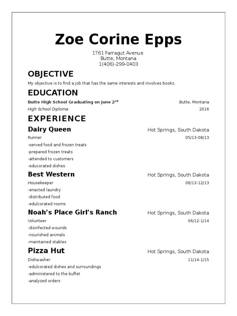 Zoe Epps: Resume and Career Goals | PDF
