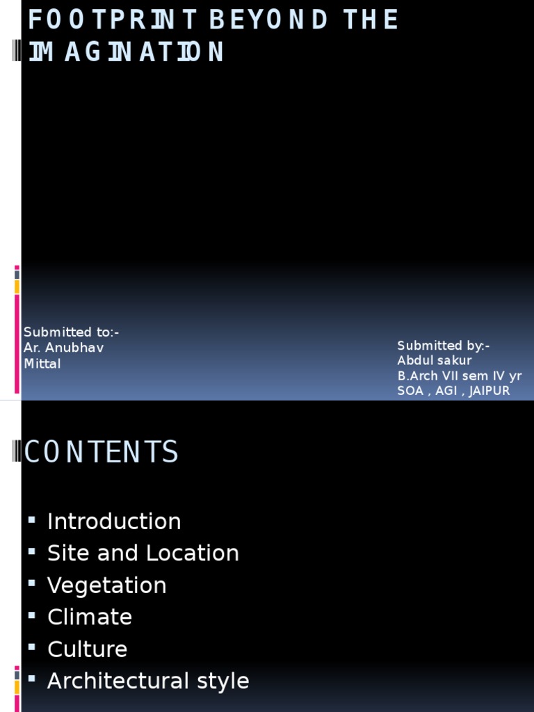 Submitted To:-Ar. Anubhav Mittal: Submitted By: - Abdul Sakur B.Arch VII Sem IV Yr Soa, Agi ...