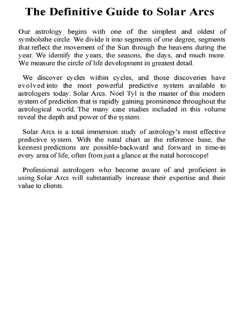 Jyotish - Solar Arcs - Astrology's Most Successful System - Noel Tyl PDF | PDF | Zodiac | Area