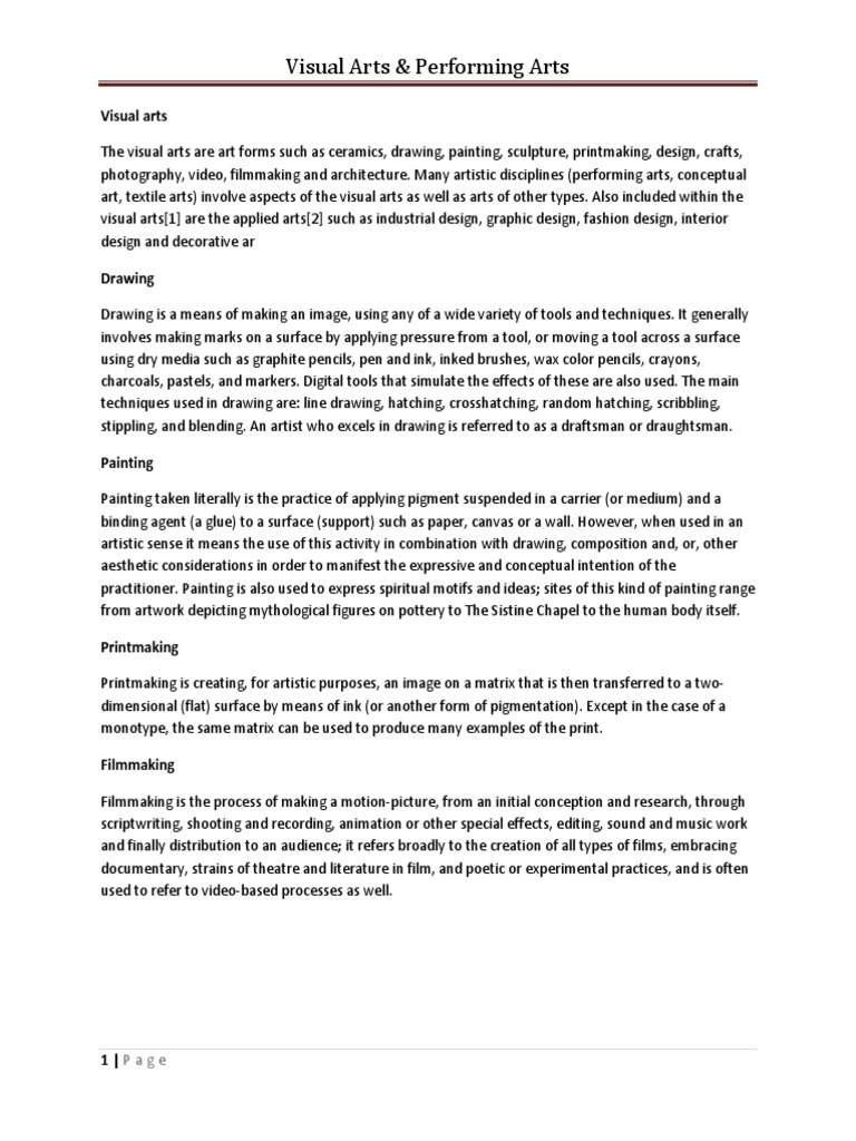 Visual Arts | PDF | Performing Arts | Drawing