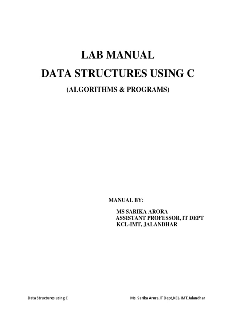 Data Structures Lab Manual Pdf Queue Abstract Data Type Algorithms And Data Structures