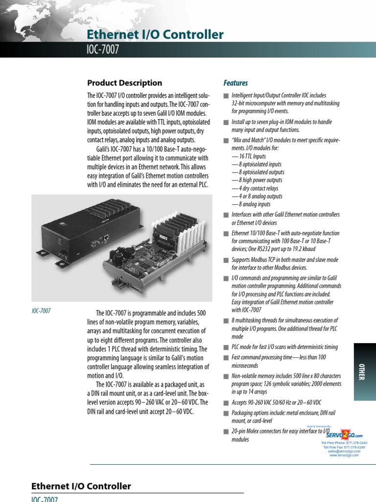 Galil IOC-7007 Ethernet I/O Controller | PDF | Programmable Logic ...