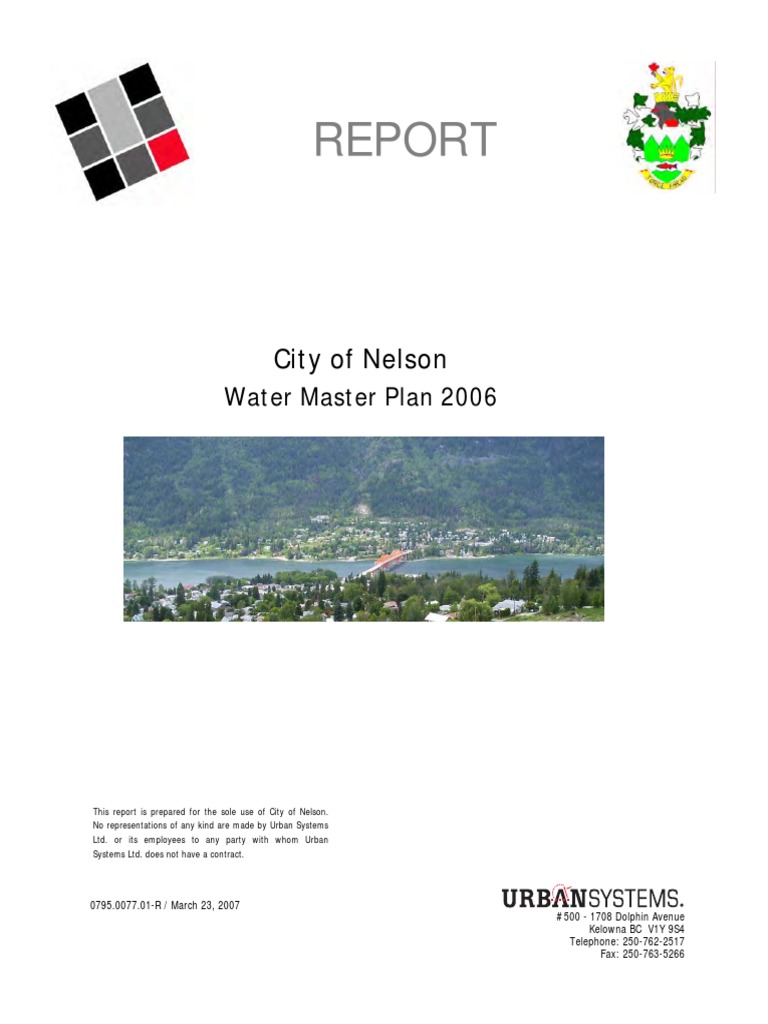 Nelson Water Master Plan | PDF | Water Resources | Water Supply Network