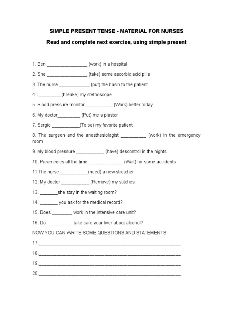 Simple Present Tense Worksheet | PDF