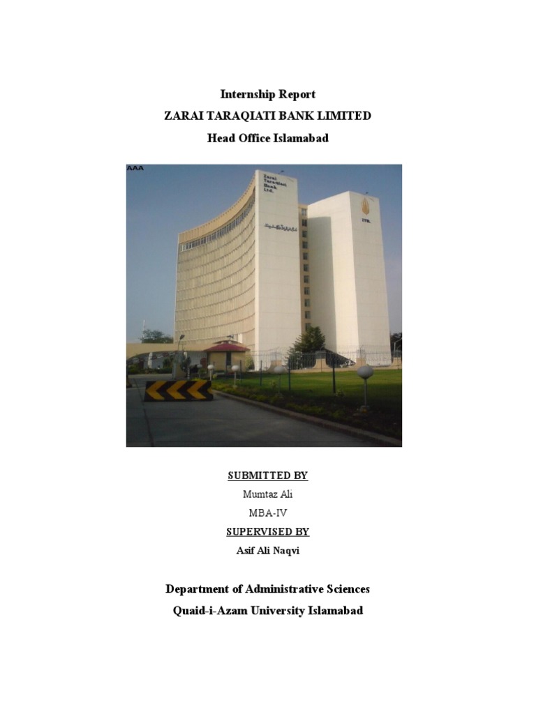 ZTBL Internship Report Overview | PDF | Equity (Finance) | Banks