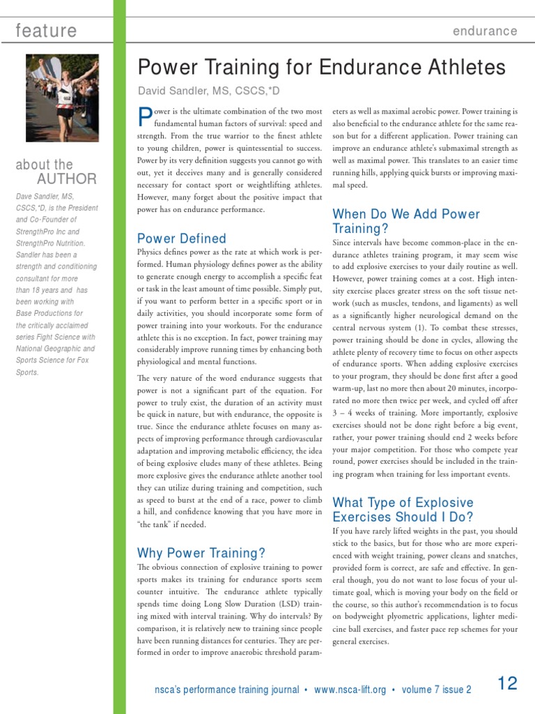 Power Training For Endurance Athletes | PDF | Sports | Physical Exercise