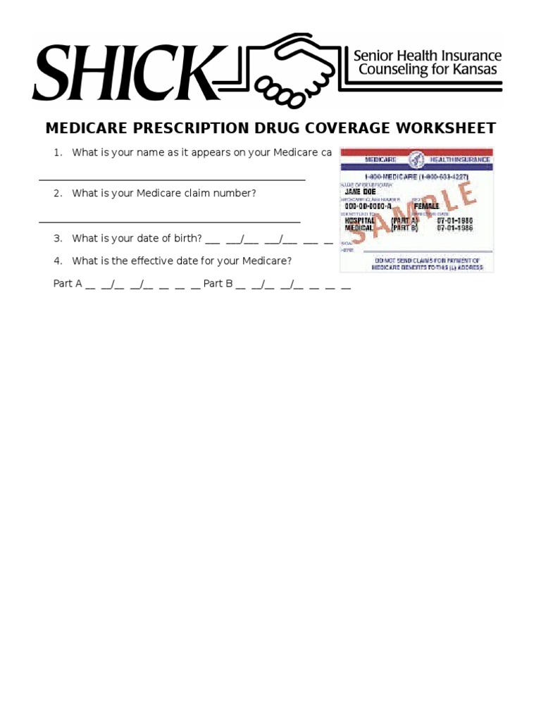 Medicare Prescription Drug Coverage Worksheet | PDF