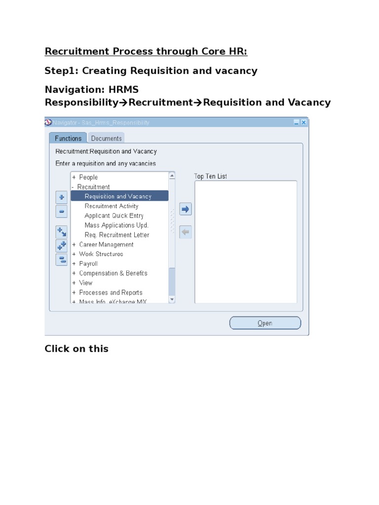 Recruitment Process Through Core HR | PDF