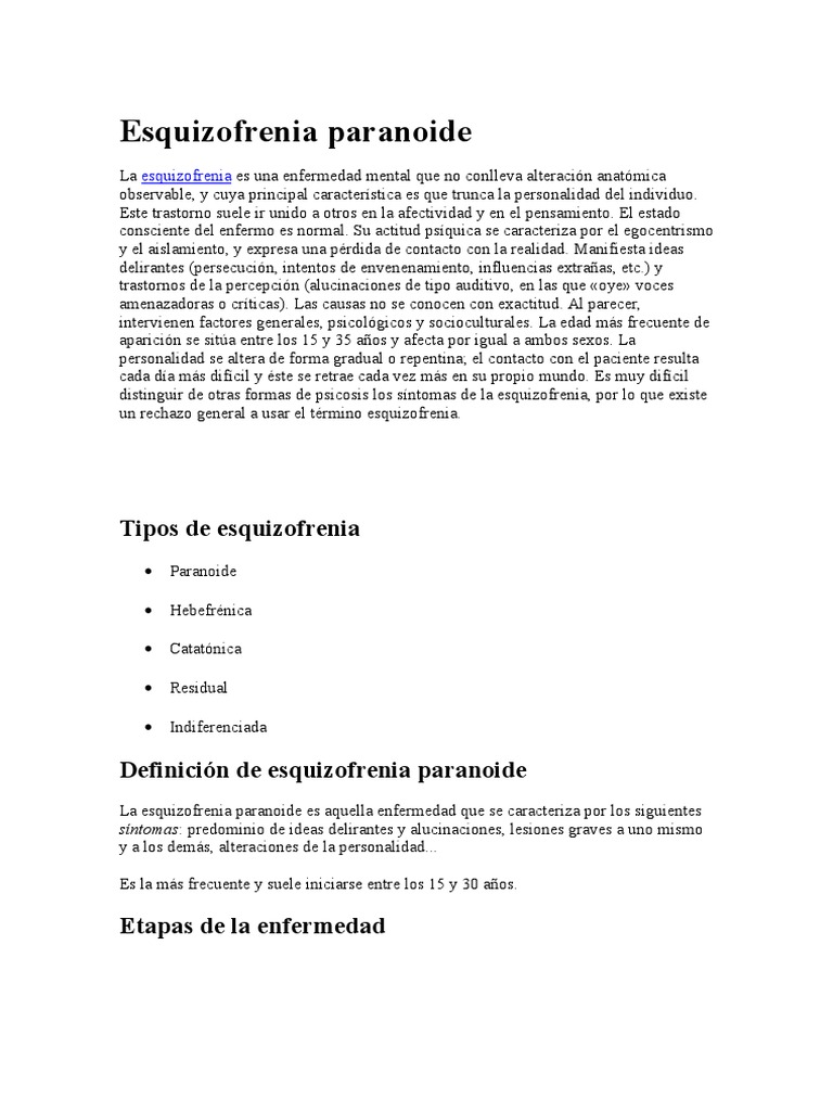 Esquizofrenia paranoide | Esquizofrenia | Psicoterapia