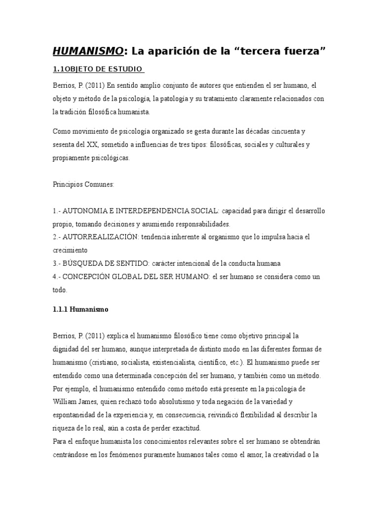 El enfoque humanista en psicología y sus principales exponentes | PDF ...