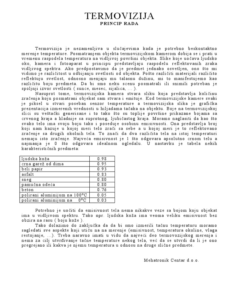 Termovizija Princip Rada | PDF