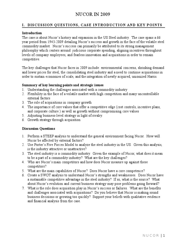 Nucor | PDF | Strategic Management | Mergers And Acquisitions