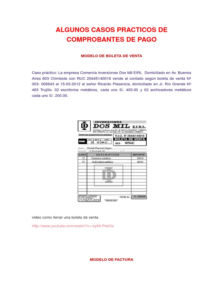 Modelo de Boleta de Venta