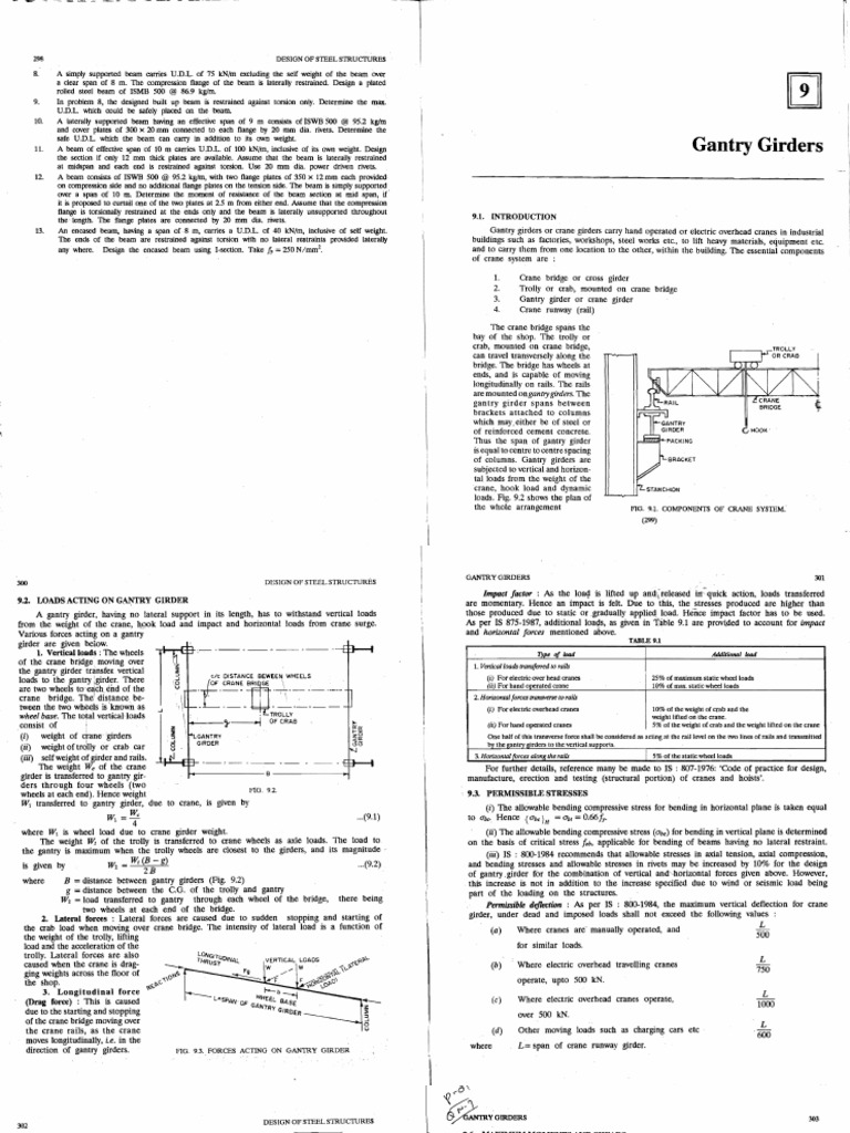 Design of Steel Gantry Girders for Overhead Cranes | PDF | Bending ...