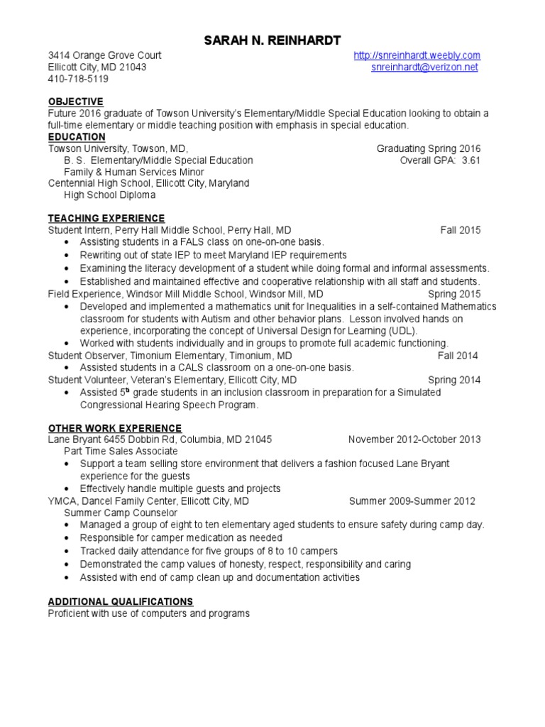 Special Education Teacher Resume | PDF | Special Education | Inclusion ...