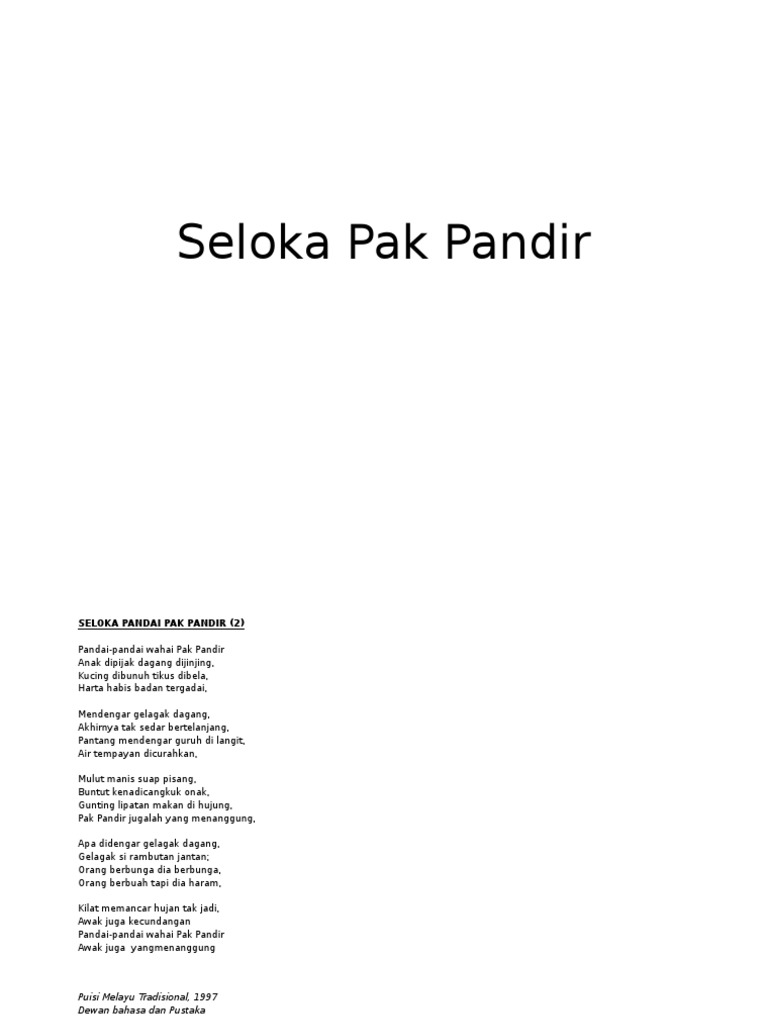 Seloka Pak Pandir | PDF
