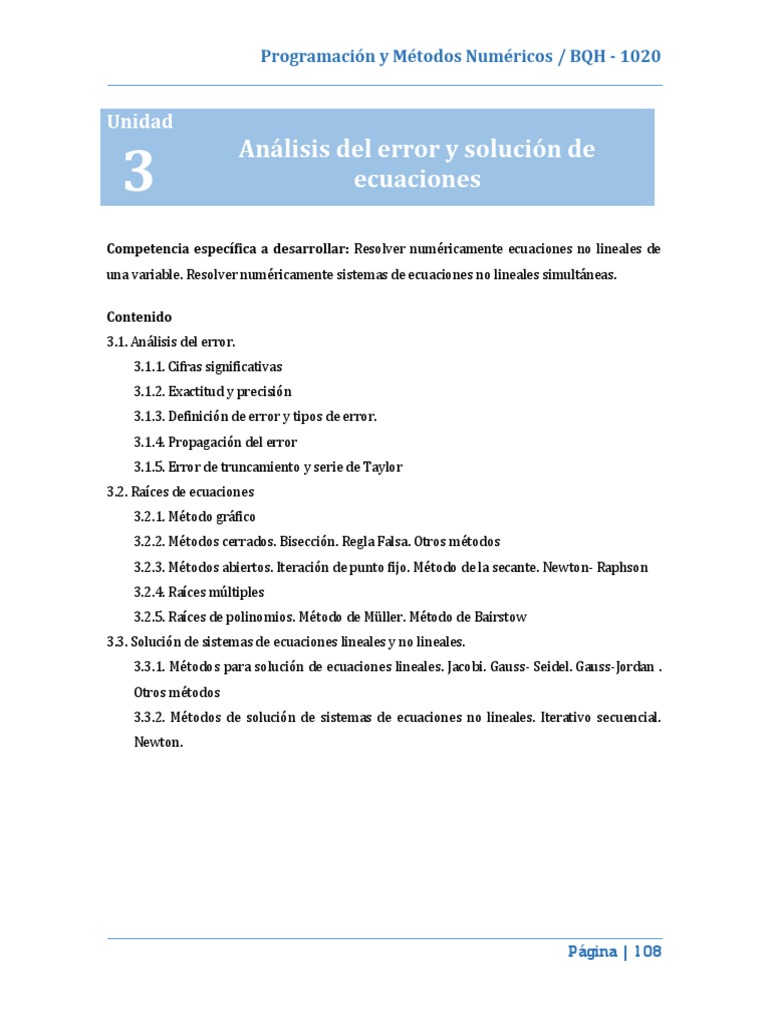 Análisis del error y resolución numérica | PDF | Análisis numérico ...