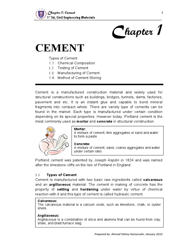Overview of Cement in Civil Engineering | PDF | Cement | Mortar (Masonry)