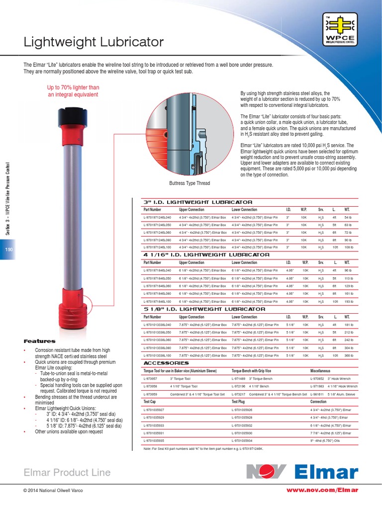 WPCE Lightweight Lubricator | PDF | Mechanical Engineering | Nature