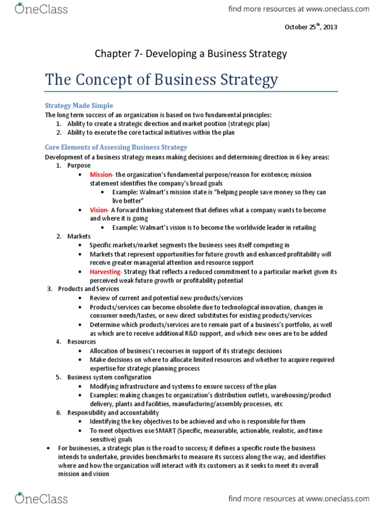 Chapter 7 Developing A Business Strategy | PDF | Competitive Advantage ...
