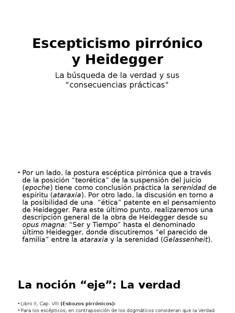 Escepticismo Pirrónico y Heidegger 1.1 | PDF | Existencia | Filosofía