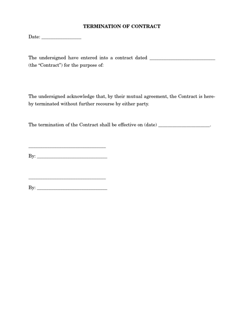 Mutual Termination Agreement Form | PDF