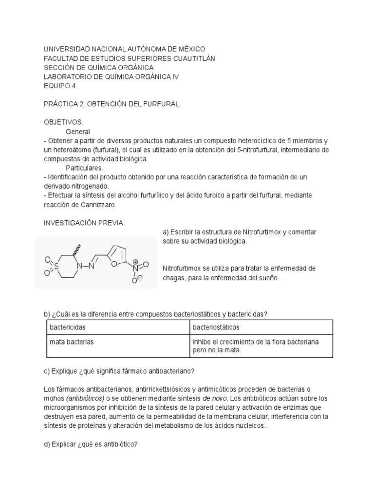 Obtención de Furfural | PDF | Las bacterias | Química