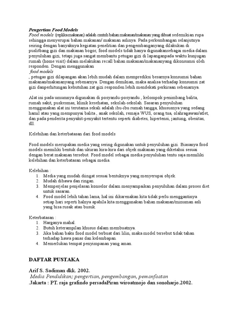 Pengertian Food Models | PDF