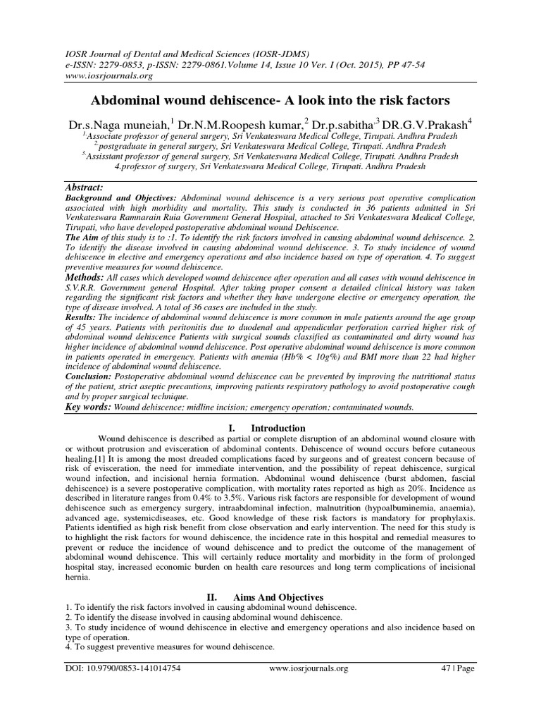 Abdominal Wound Dehiscence - A Look Into The Risk Factors | PDF ...