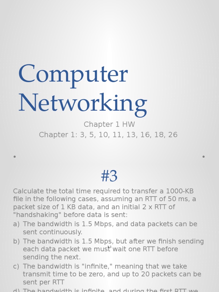 Computer Networks HW1 Solutions | Download Free PDF | Transmission Control Protocol | Network Packet